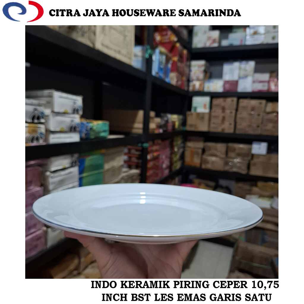 Jual Piring Ceper Keramik 10,75 Inch BST Les Emas Garis Satu INDO ...