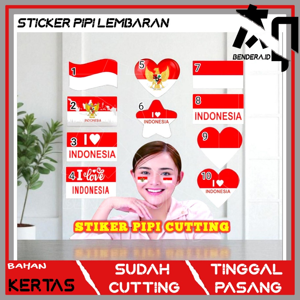 Jual 1Lembar 30PCS STICKER PIPI BENDERA INDONESIA | Shopee Indonesia