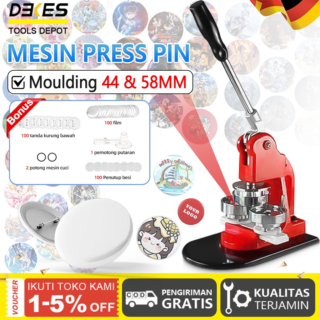 Jual DEKES Mesin Alat Press Pin Paket Usaha Red Talent Buttom Termasuk ...