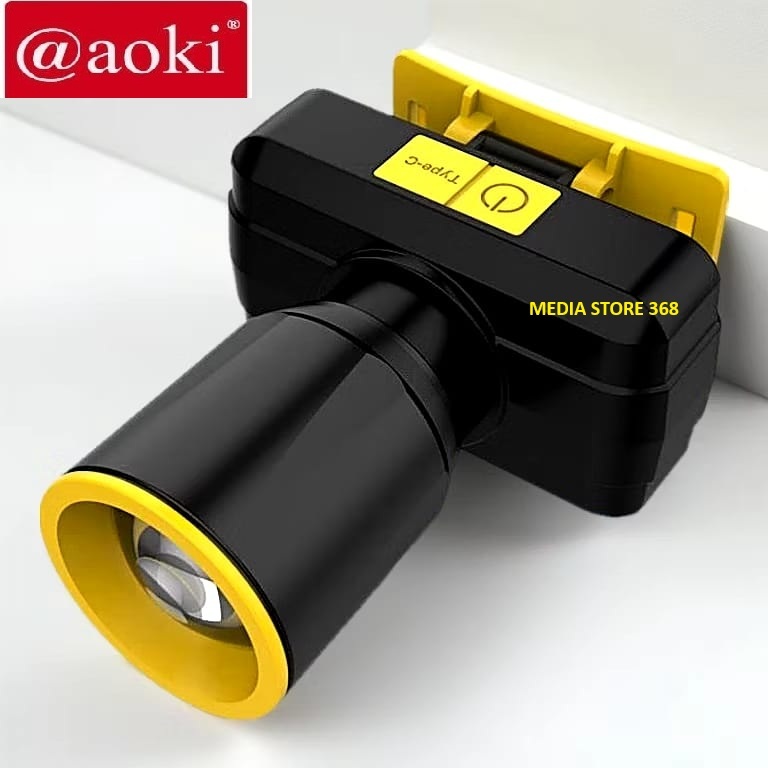 Jual SENTER KEPALA LED ZOOM LASER AOKI AK-3600A 20W - ZOOM - RECHARGEABLE - TYPE-C - TAHAN LAMA ...