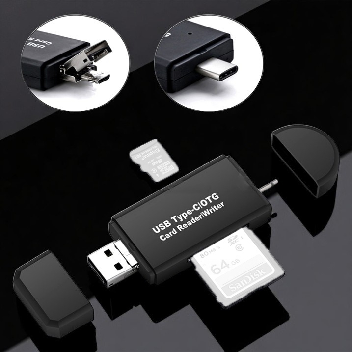 Jual PROMO!! Card Reader 3in1 Micro USB 2.0 Type C OTG SD Card MicroSD ...