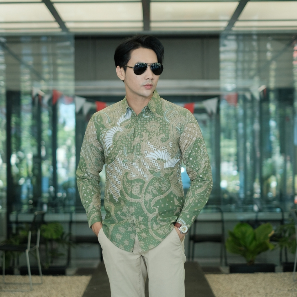 Jual BATIK NINGRATAN MOTIF ARUGANA SAGE Kemeja Batik Pria Lengan ...