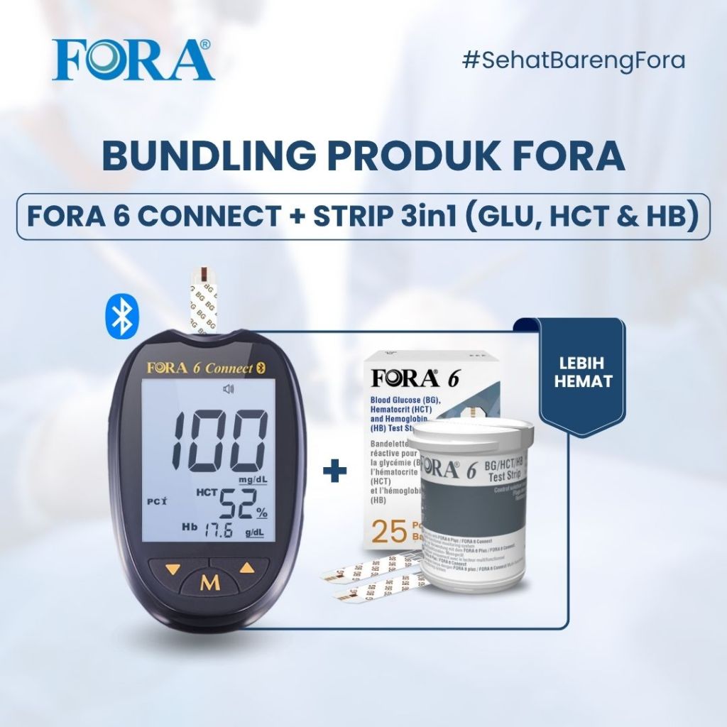 Jual Paket Bundling Fora 6 Connect + Strip 3in1 Glucose, Hemoglobin ...