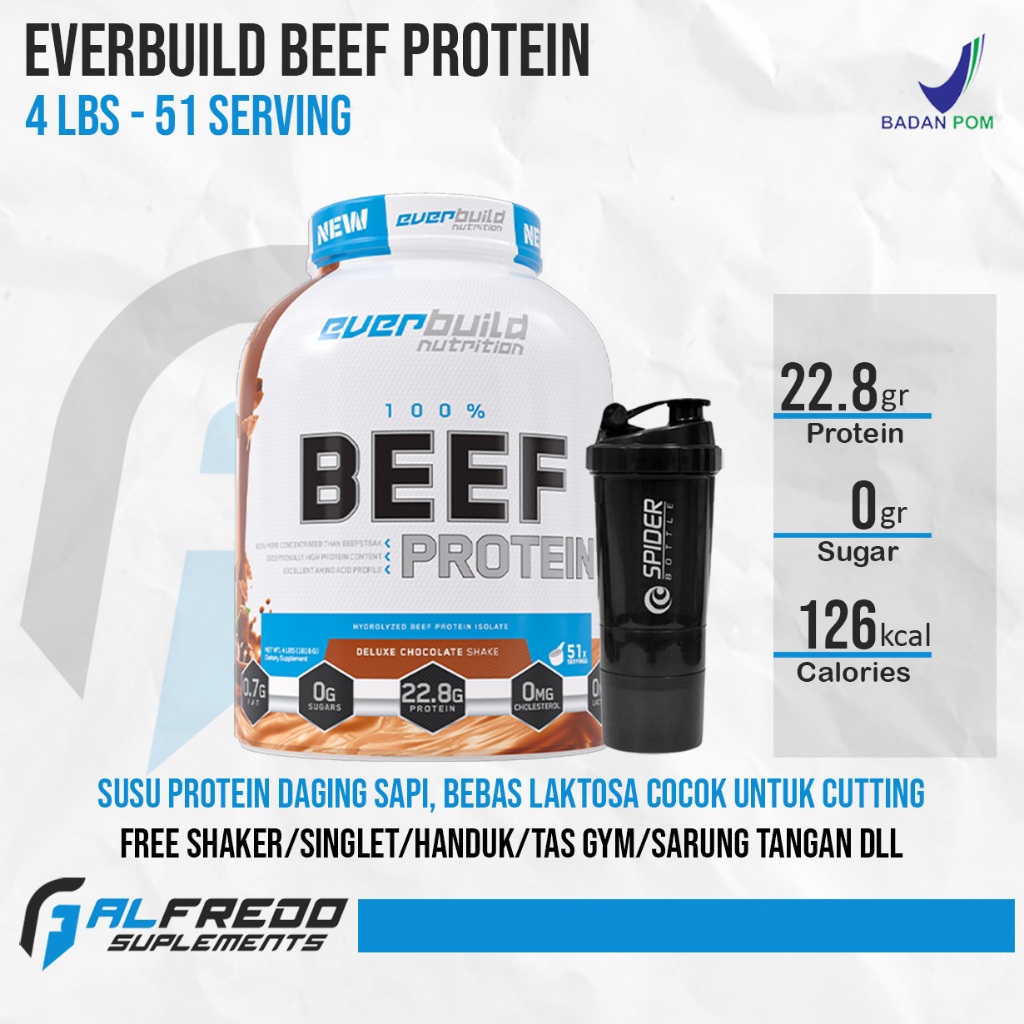 Jual EVERBUILD NUTRITION BEEF PROTEIN 4 Lbs Whey Protein Isolate Zero ...