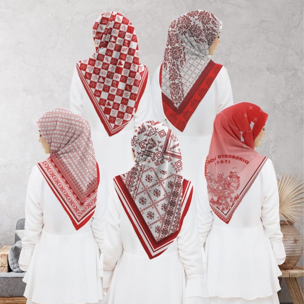 Jual HIJAB MERAH PUTIH/HIJAB SEGI EMPAT MERAH PUTIH/KRUDUNG EDISI ...