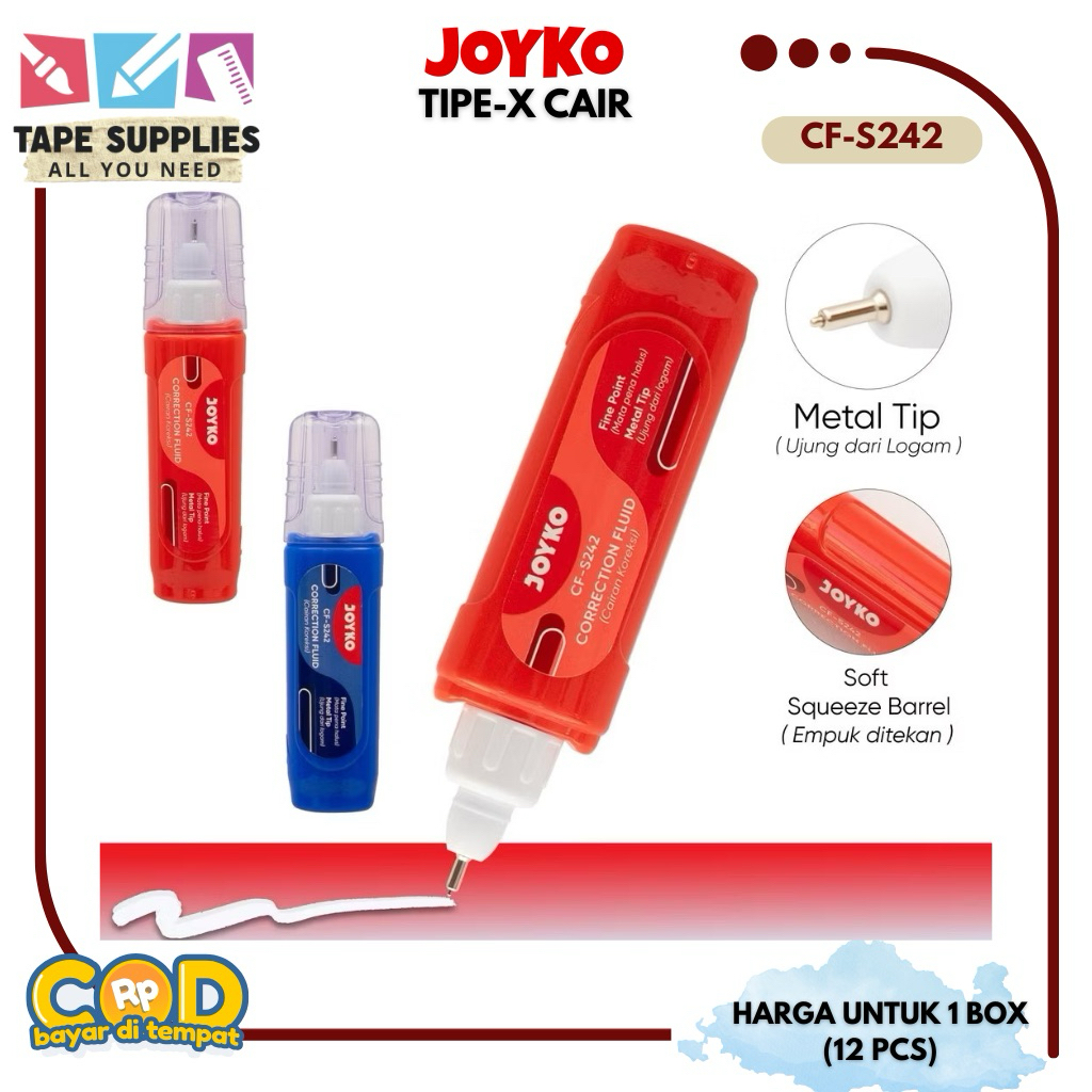 Jual (12 PCS) Tipe-x / Tipex Cair Correction Fluid JOYKO CF-S242 ...
