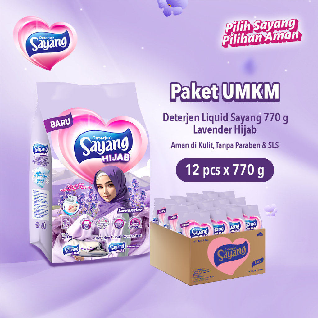 Jual PAKET UMKM Sayang Lavender Hijab Powder Detergent 770gr - 12 Pcs ...