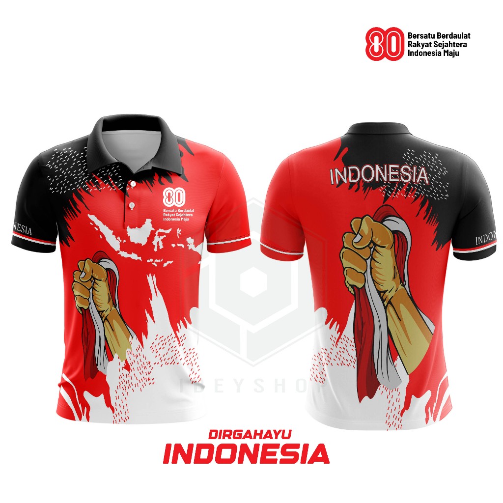 Jual Baju Polo Lengan Panjang HUT RI 80 Jersey Wangki 17 AGUSTUS KEMERDEKAAN INDONESIA Fullprint ...