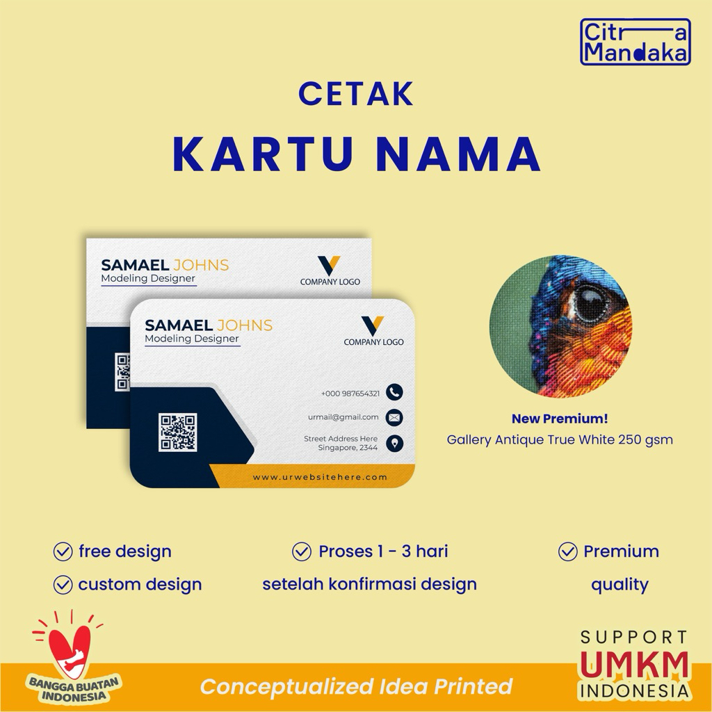Jual Cetak Kartu Nama Custom 1 Sisi Premium | Name Card 2 Sisi | Shopee ...