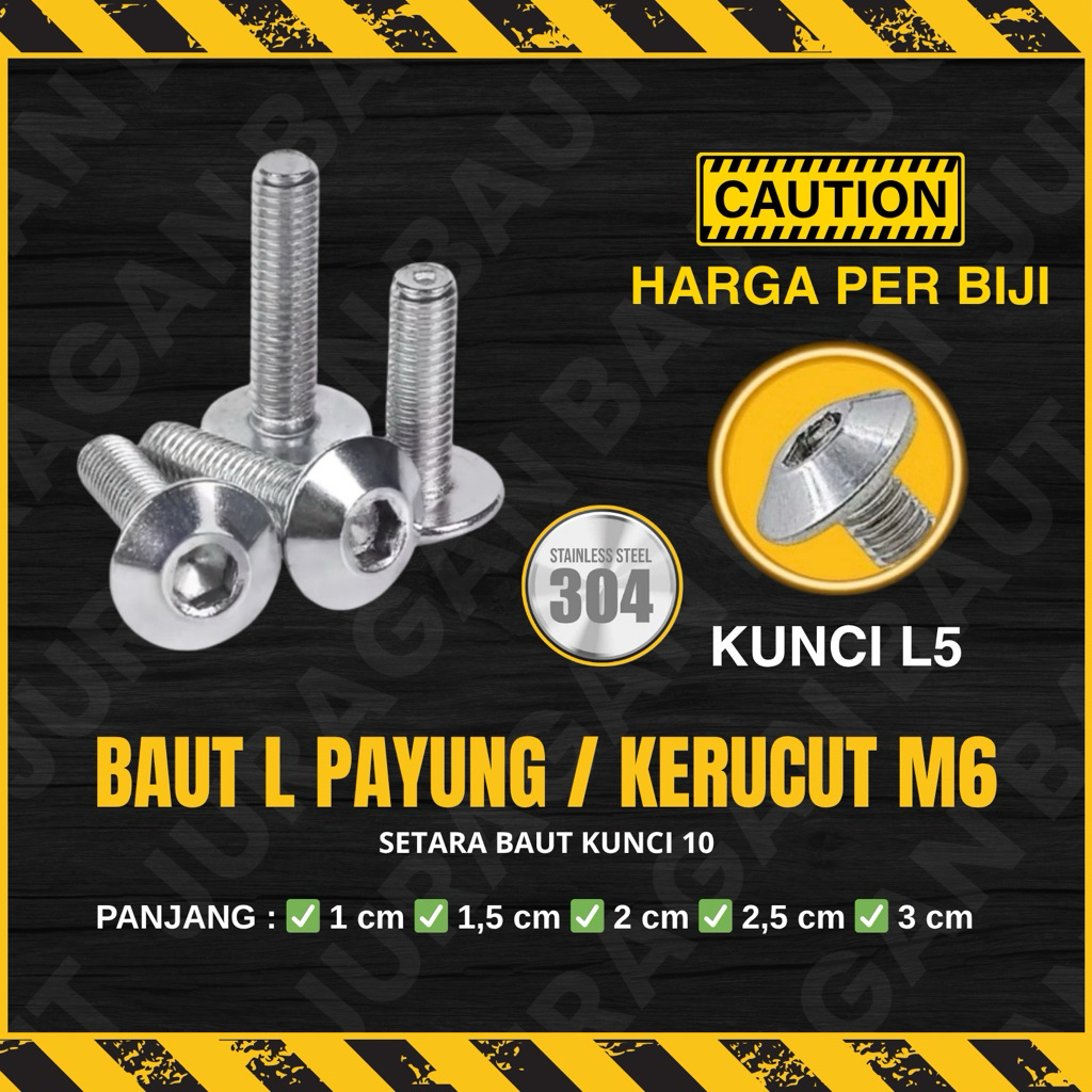 Jual BAUT L BODY STAINLESS MODEL DIAMOND KERUCUT UKURAN M6 PAKAI KUNCI ...