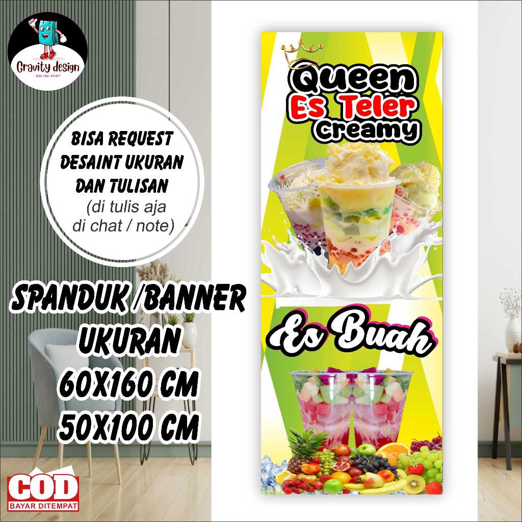 Jual Spanduk Banner Es Teler Free Desaint Dan Ukuran | Shopee Indonesia