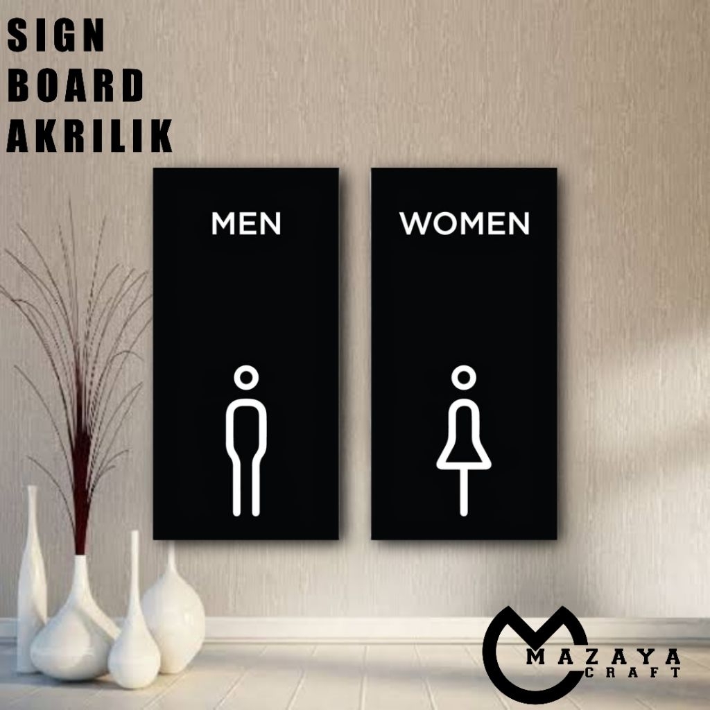 Jual Toilet Sign Akrilik Acrylic Sign Restroom Men Women Pria Wanita WC ...
