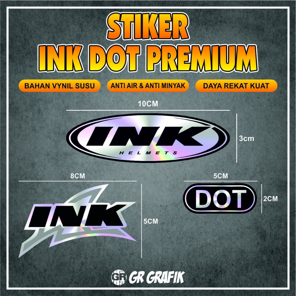 Jual Stiker Logo Helm INK Hologram / Stiker DOT / Stiker INK printing ...