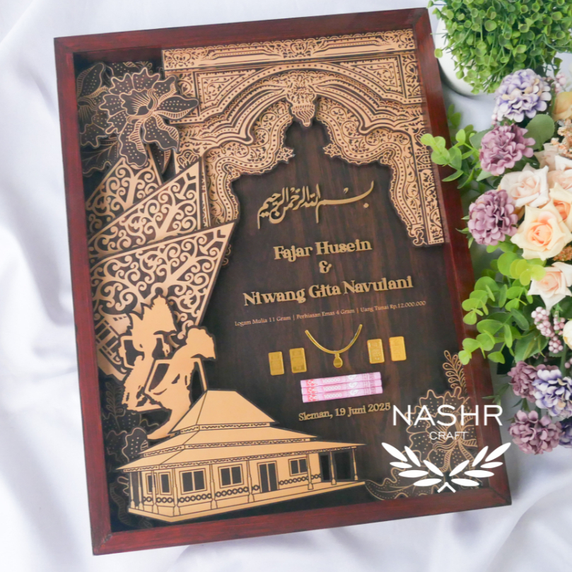 Jual Pop Up Kayu Coklat 30x40 cm Tema Gebyok Jawa ( Kaligrafi & Nama ...