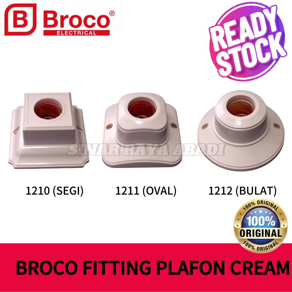 Jual Fitting Tempel Plafon BROCO , SEGI 4 - BULAT - OVAL Warna CREAM ...