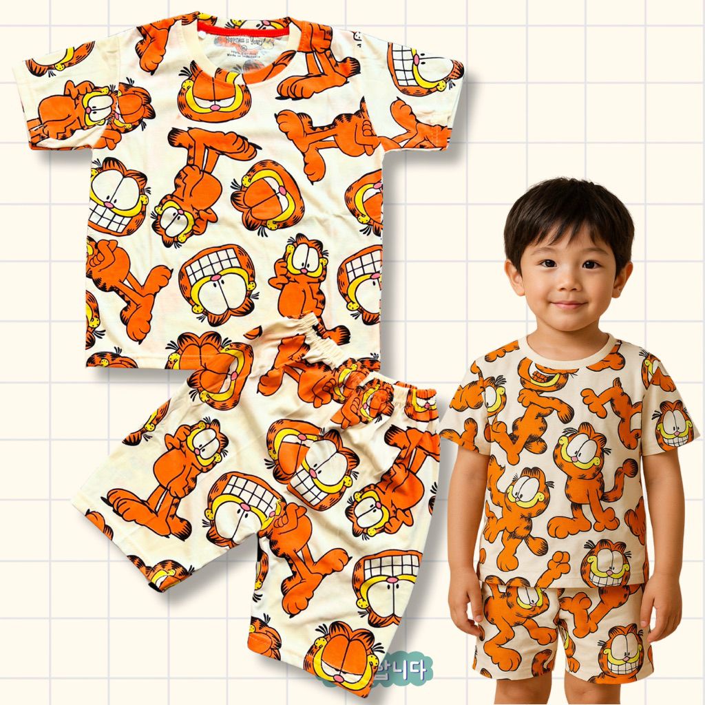 Jual SETELAN FULLPRINT ANAK GAMBAR KUCING GARFIED PREMIUML | Shopee Indonesia