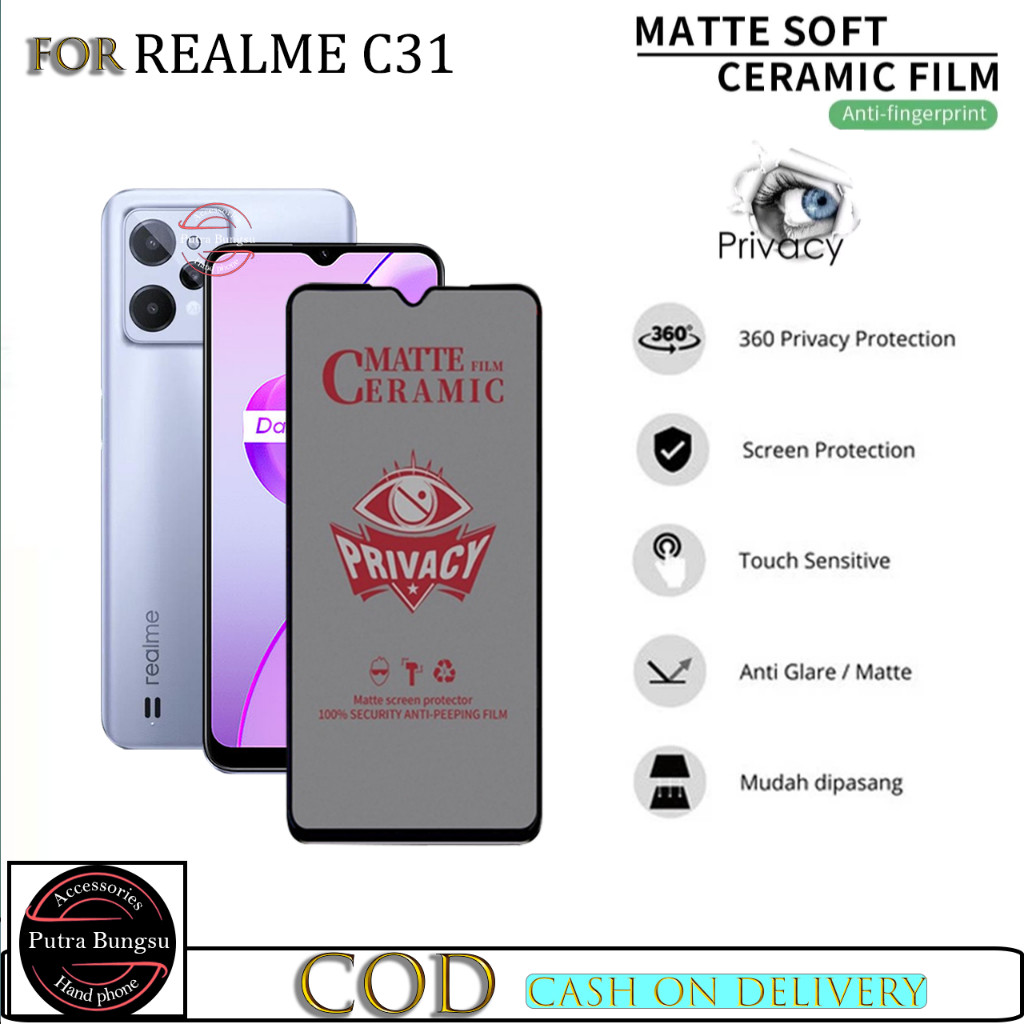 Jual Anti Gores Ceramic Matte Spy REALME C31 privacy anti spy | Shopee ...