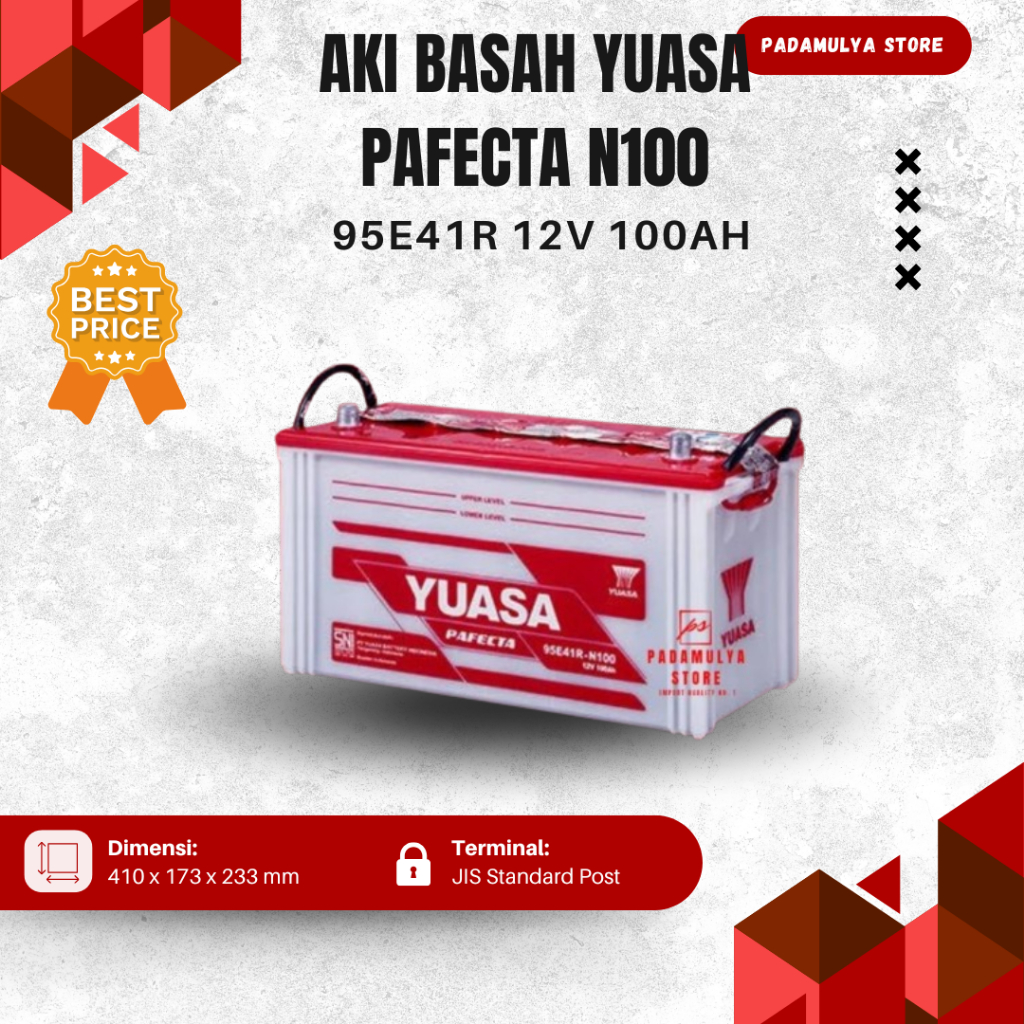 Jual Aki Basah Yuasa Pafecta N100 95E41R 12V 100Ah Battery Kapal Genset Truck | Shopee Indonesia
