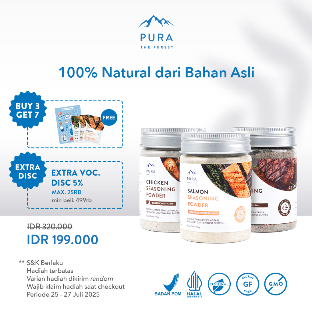 Jual Pura Kaldu Asli | 3 Bumbu Kaldu Ayam Kampung, Sapi, Jamur & Salmon ...