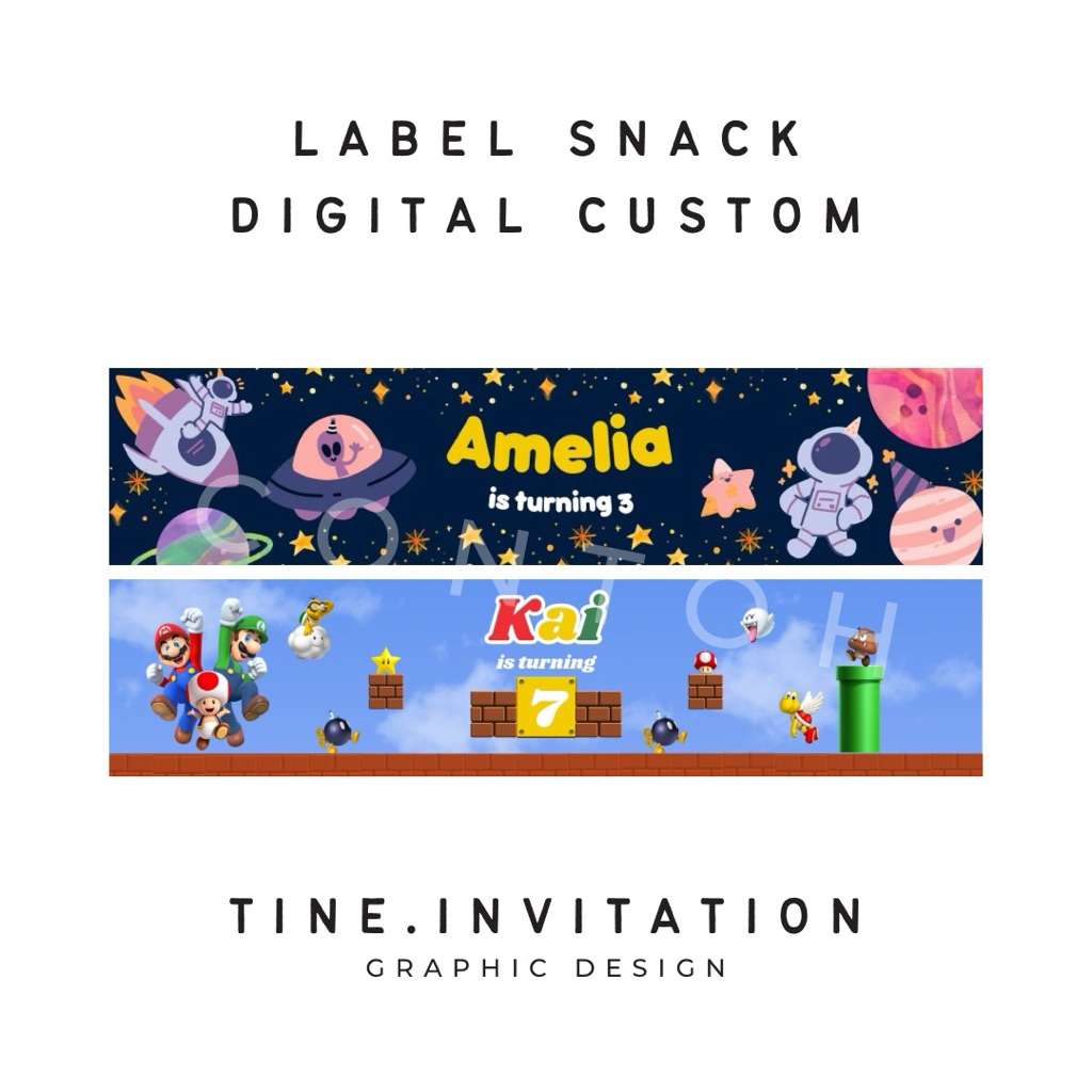 Jual label snack / banner / sticker / tambah foto undangan (digital ...