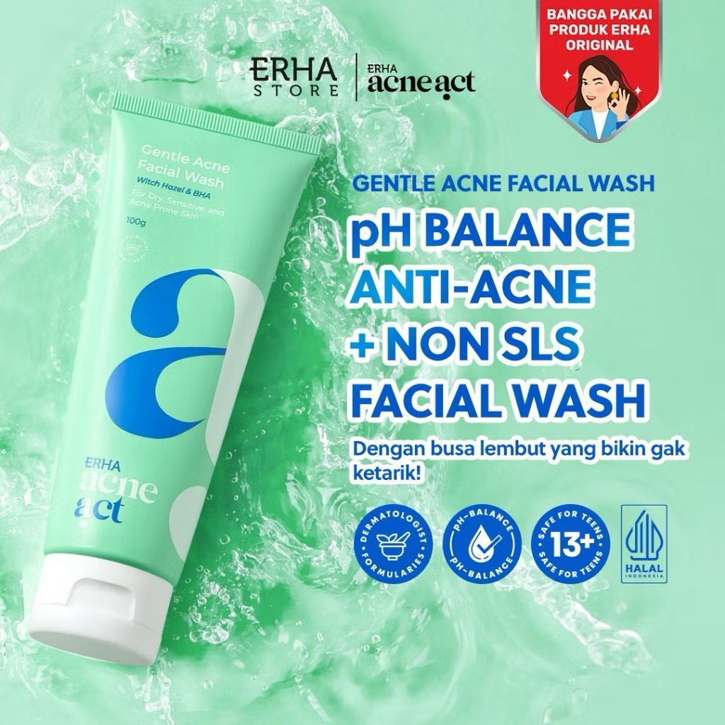 Jual ERHA Acneact Low PH Gentle Facial Wash 100g - Sabun Cuci Muka ...