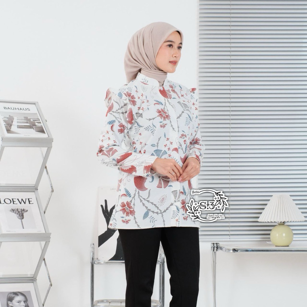 Jual Revany ID - Blouse Batik Motif Kupu Atasan Batik Kerja Terbaru | Shopee Indonesia