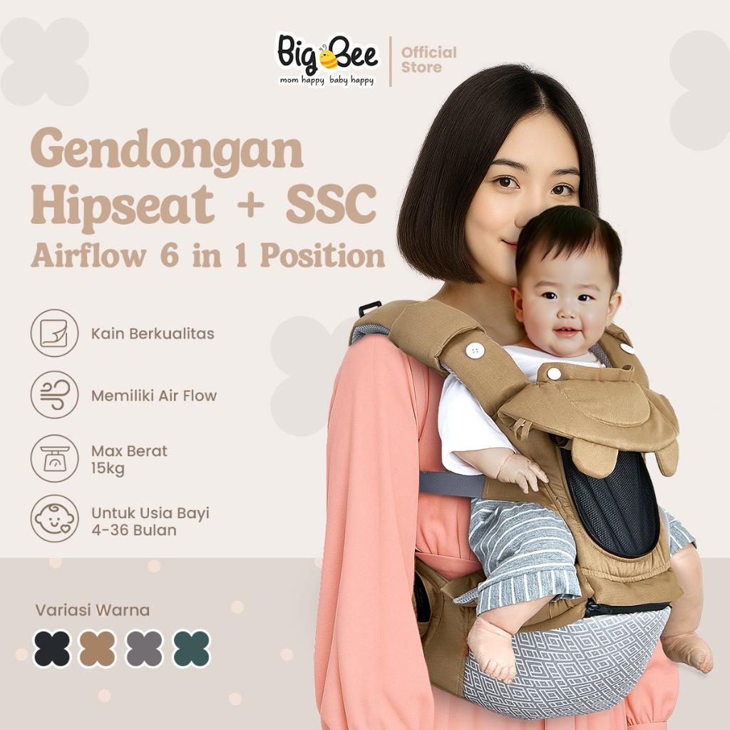 Jual Big Bee Gendongan Hipseat + SSC Airflow 6 in 1 Position | Shopee ...