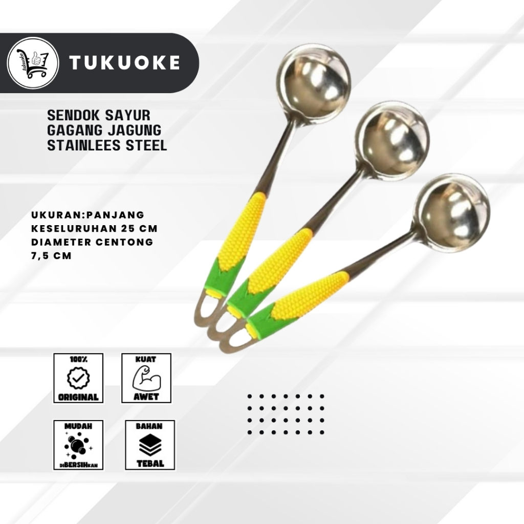 Jual SENDOK SAYUR GAGANG JAGUNG STAINLEES STEEL CENTONG SAYUR SENDOK ...