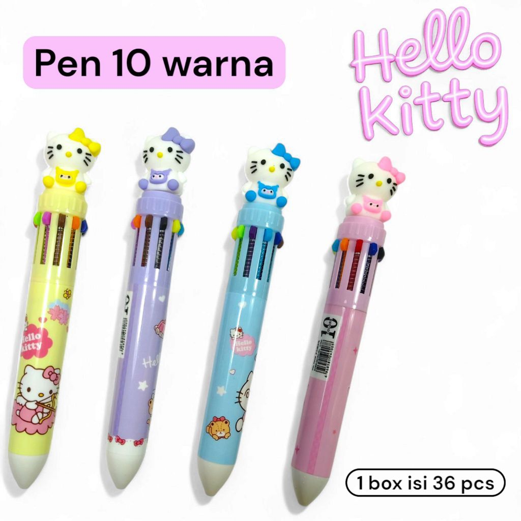 Jual 10 Warna Ballpoint Pen Mekanik Karakter / Pen 10 in 1 / Ballpoint ...