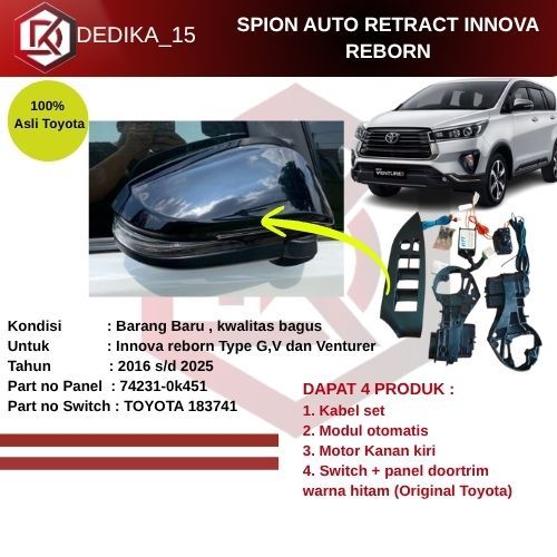 Jual Spion Retreck Otomatis Mobil Innova Reborn Original TOYOTA Tahun ...