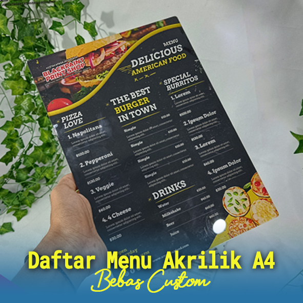 Jual Daftar Menu Akrilik Ukuran A4, Daftar Menu Restoran/Rumah Makan ...