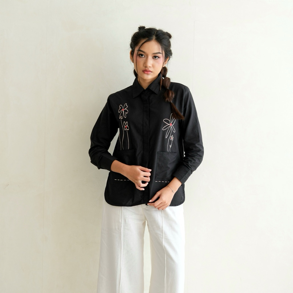 Jual BRISHA LONG EMBROIDERED LINEN SHIRT - Kemeja Lengan Panjang ...