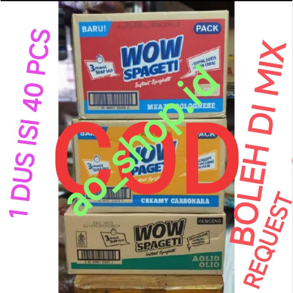 Jual MIE WOW SPAGETTI / SPAGHETTI PASTA 88Gr/AGLIO LIO, BOLOGNESE ...