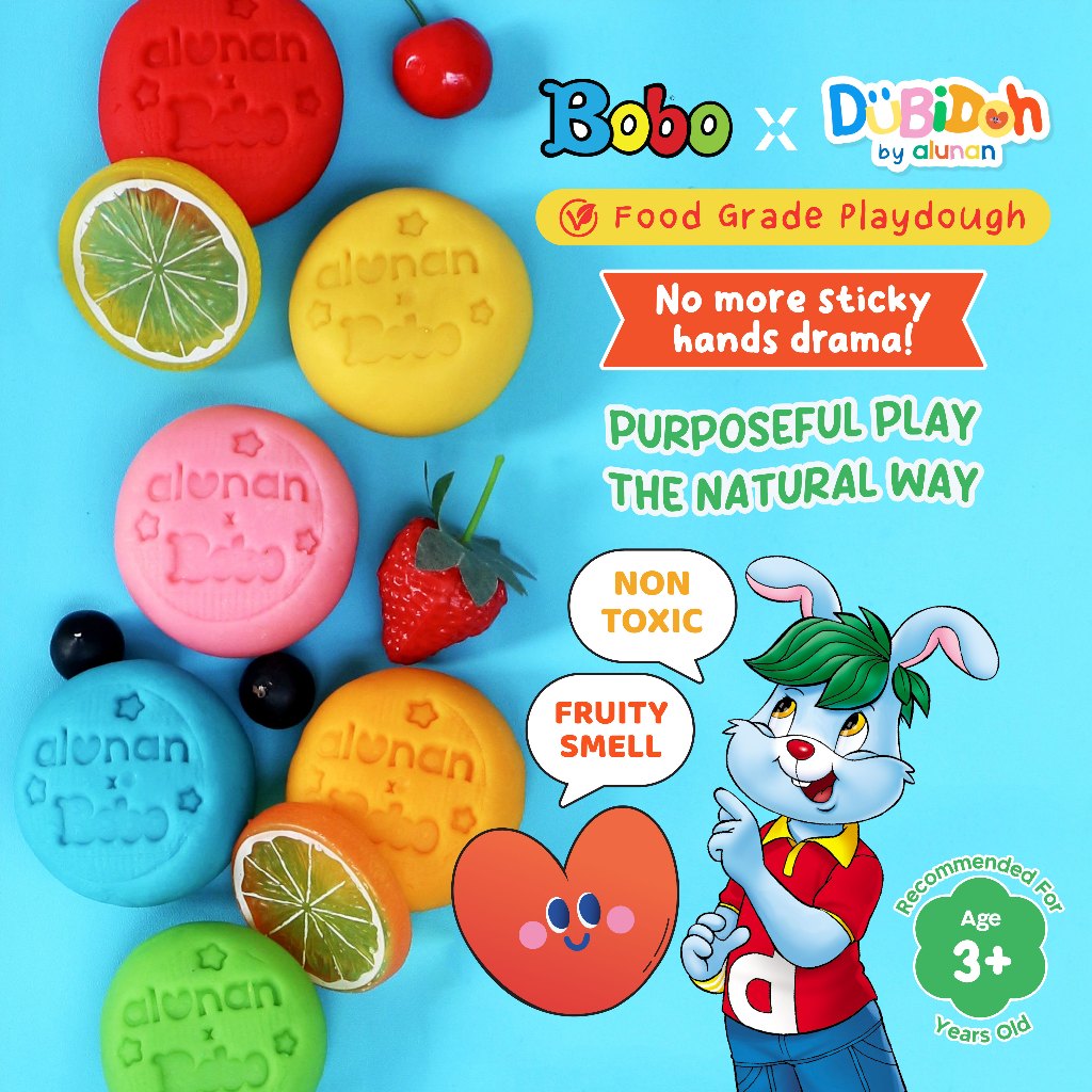 Jual ALUNAN DuBiDoh x Bobo – Set Playdough Food Grade 6 Warna ...