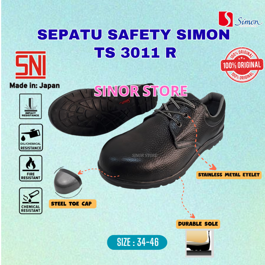 Jual Sepatu Safety SIMON TS3011R Steel Toe Cap Safety Shoes Kulit Sapi ...