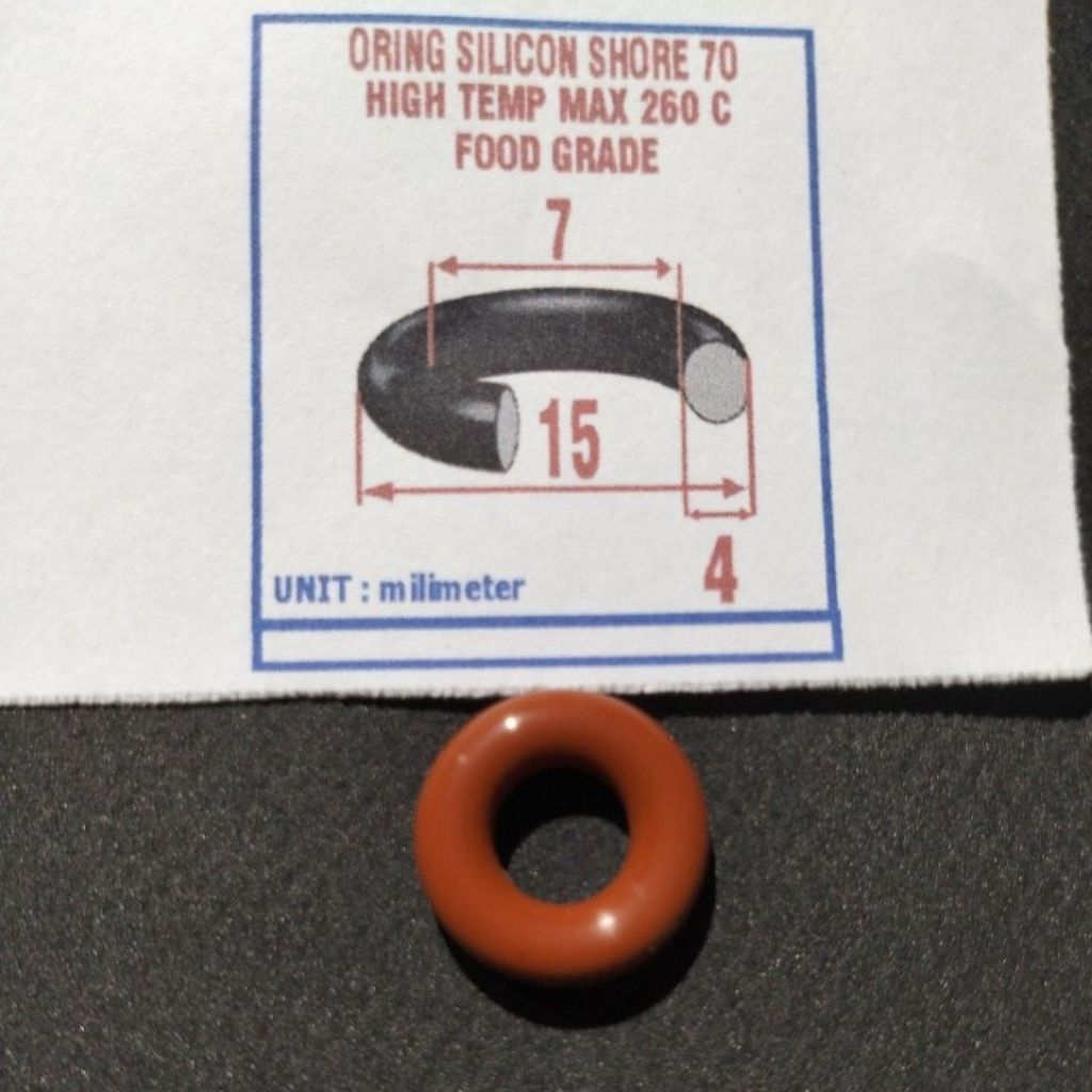 Jual oring silicon 4 x 7 x 15 mm shore 70 max temp 260 food grade ...