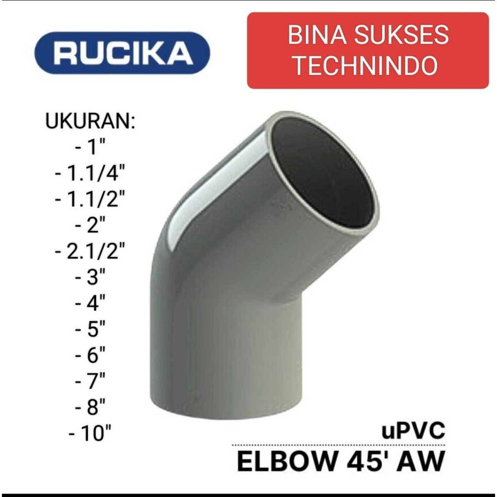 Jual 1.1/2" INCH ELBOW KNEE 45° AW RUCIKA KNIE PVC 45 DERAJAT 40MM ...