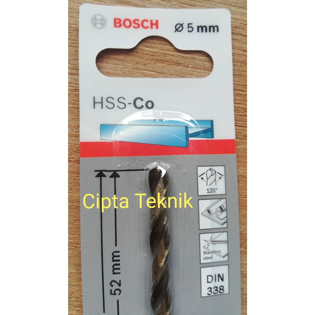 Jual Mata Bor Bosch Asli 5mm HSS Cobalt Hss co 5 mm Kobalt untuk besi ...