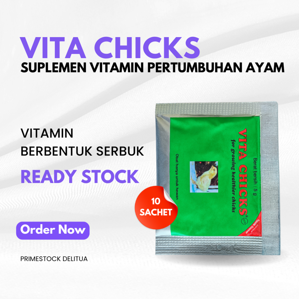 Jual Vita Chick Sachet 5gr Medion – Suplemen Vitamin untuk Ayam Dewasa ...