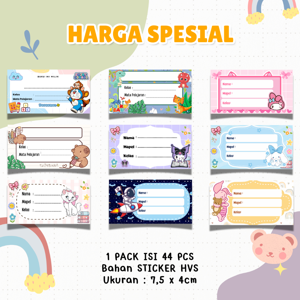 Jual (GROSIR) COD !!! Cetak Sticker Label Buku Mata Pelajaran / Sticker ...