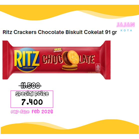 Jual Ritz Crackers Chocolate Biskuit Cokelat 91 gram | Shopee Indonesia