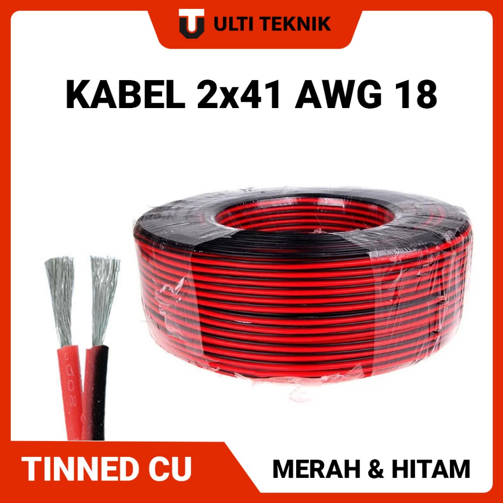 Jual Kabel AWG 18 Double 2x41 Warna Merah Hitam | Serabut Putih - Harga ...