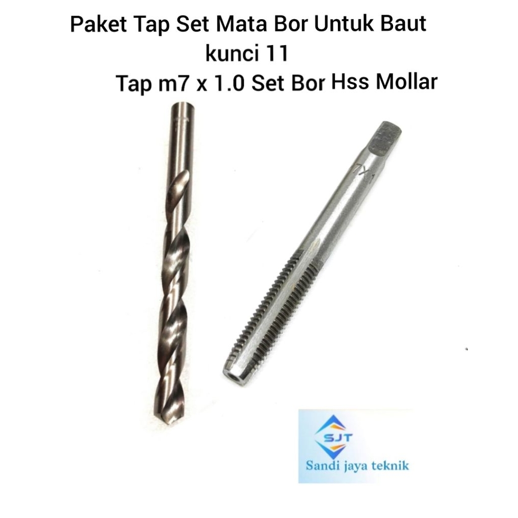 Jual Paket tap set bor untuk baut kunci 11 Tap m7x1 Mata Bor HSS MOLLAR ...