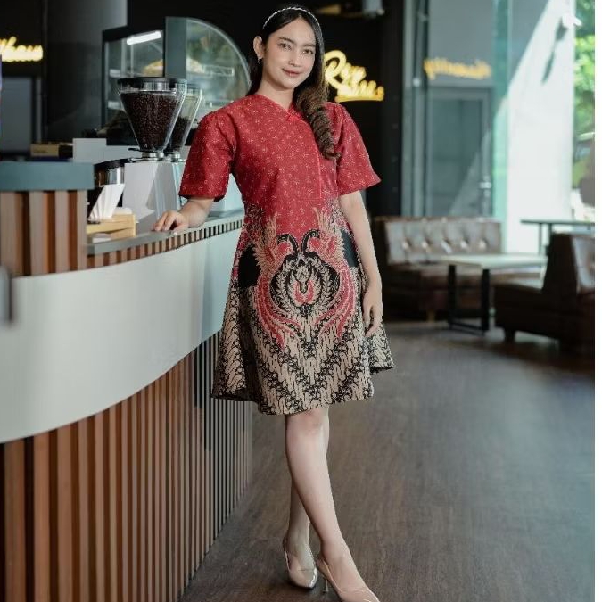 Jual BATIK WIJAYA KUSUMA DRESS Premium MOTIF ZANETHA Pakai Lapis Trikot ...