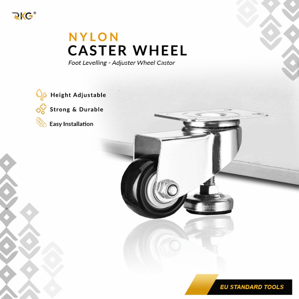Jual Roda Nilon Hitam Adjuster Wheels 2 Inch Adjustable Leveling Wheel ...