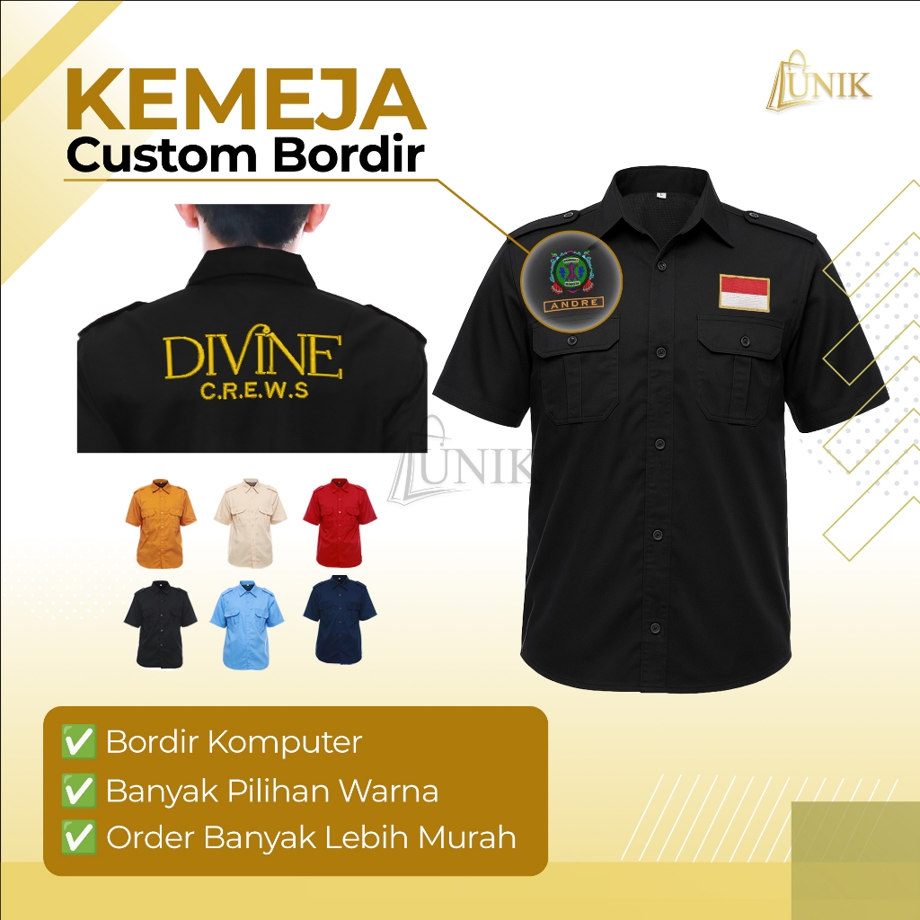 Jual Kemeja PDL PDH Custom Seragam Kerja Lapangan Tebal Bordir Sablon | Shopee Indonesia