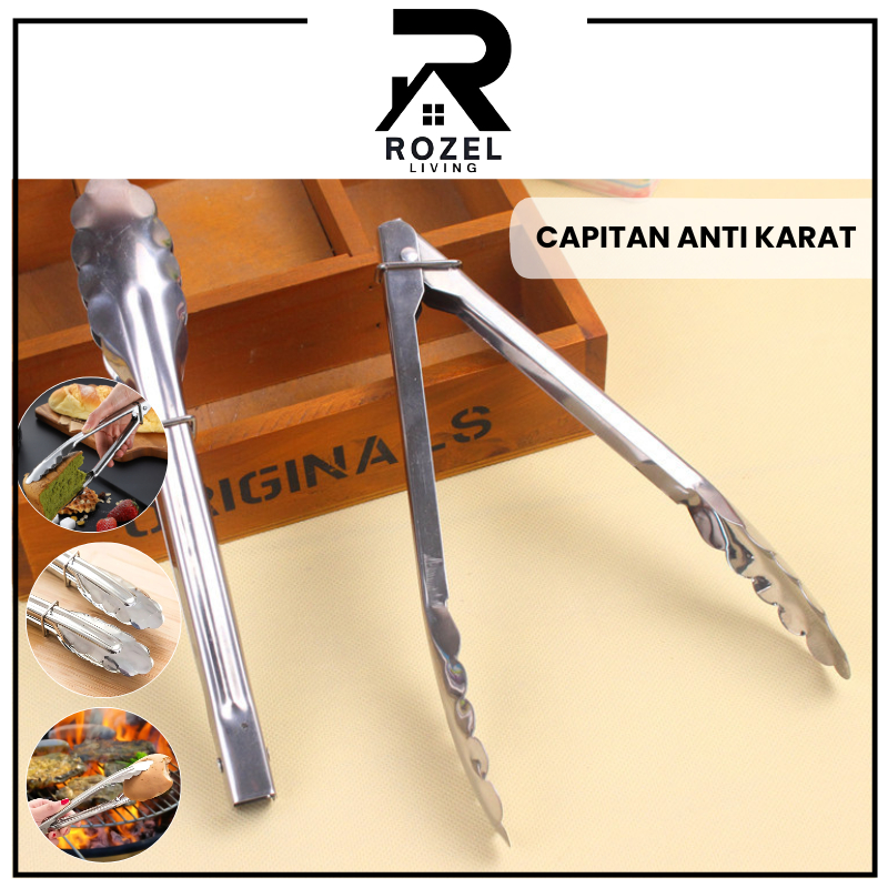Jual ROZEL Pencapit Gorengan Stainless Steel / Penjepit Makanan ...