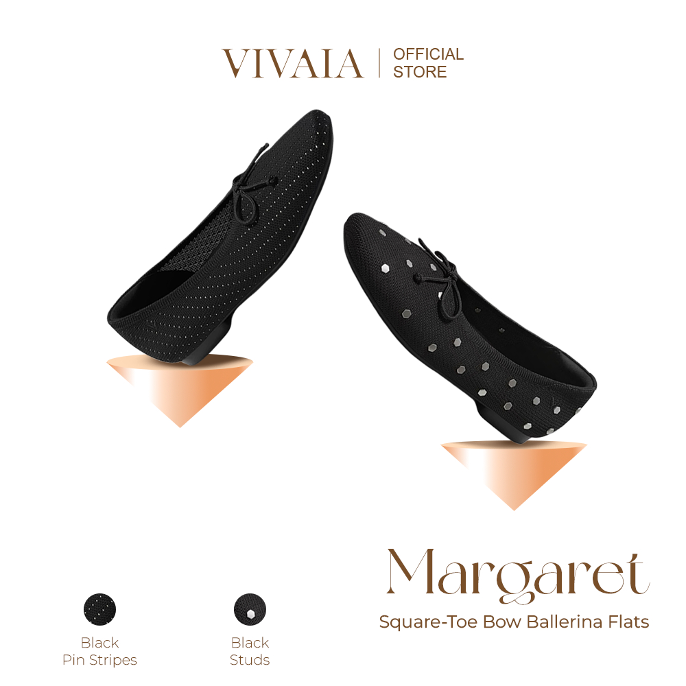 Jual VIVAIA Sepatu Wanita Square-Toe Bow Ballerina Flats (Margaret ...