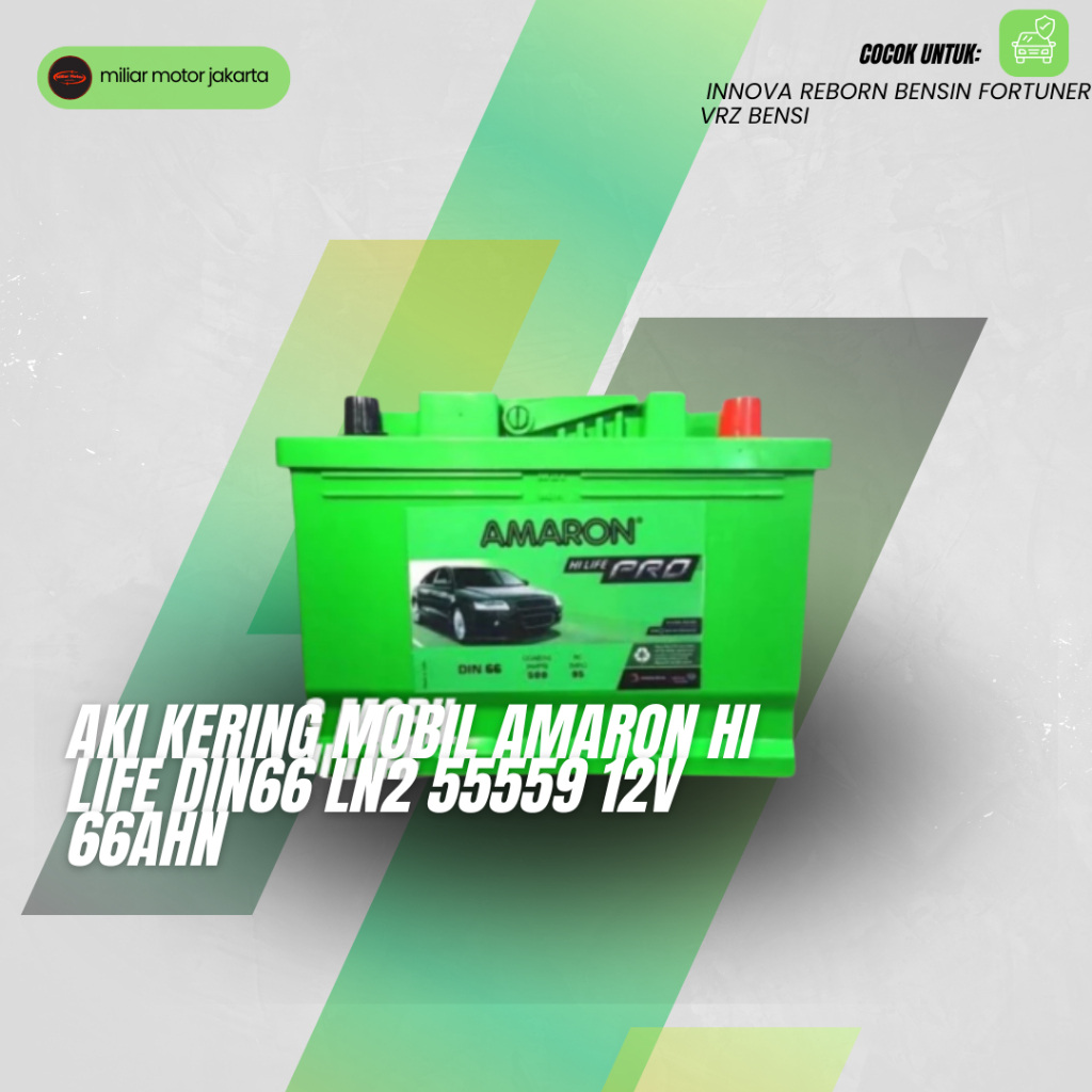 Jual Aki Kering Mobil Amaron Hi Life Din66 LN2 55559 12V 66Ah Innova Reborn Bensin Fortuner Vrz ...