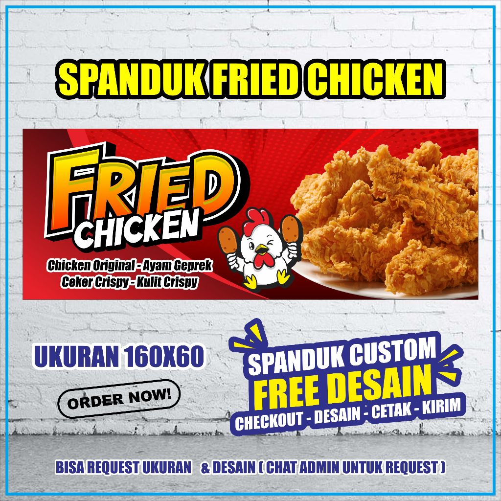 Jual Cetak Spanduk/Banner/Backdrop/Baliho Jualan Fried Chicken Ukuran ...